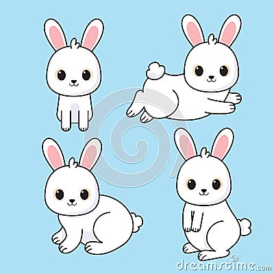 Animal Rabit Pose Set Collection Cartoon Vector | CartoonDealer.com ...