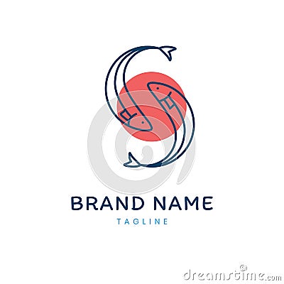 Letter S Two Fish Logo Design Vector Illustration | CartoonDealer.com ...