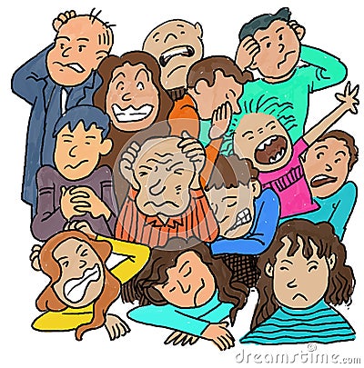 The Group Of Cartoon People Tense And Stressed. | CartoonDealer.com ...