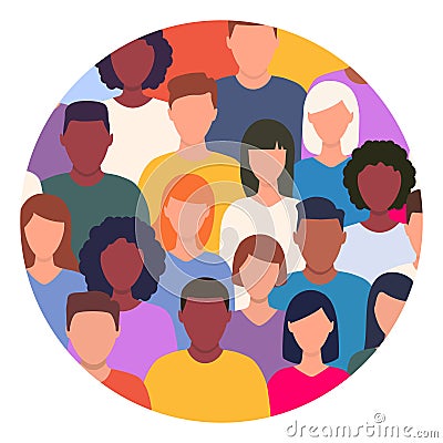 Human Social Diversity Crowd In Circle. Diverse Multicultural Group Of ...
