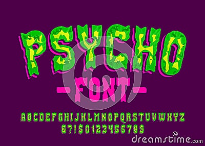 Psycho Alphabet Font. Vivid Colors Handwritten Messy Letters And ...