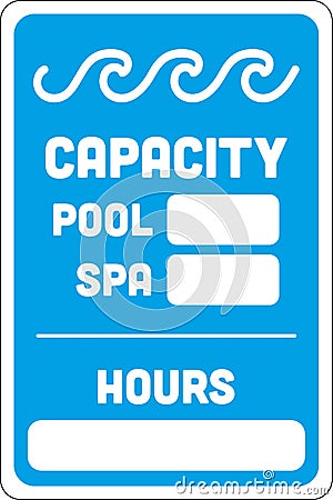 Pool And Spa Capacity Sign With Facility Hours | Template For Public ...