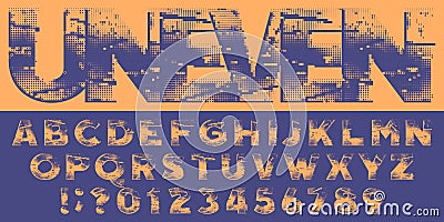 Uneven Alphabet Font. Sloppy Halftone Letters, Numbers And Symbols ...