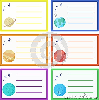 Planets. Notebook Name Stickers With Saturn, Jupiter, Uranus, Earth ...