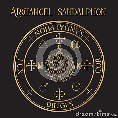 Seal Of Archangel Sandalphon, Gold Sigil Vector Illustration ...