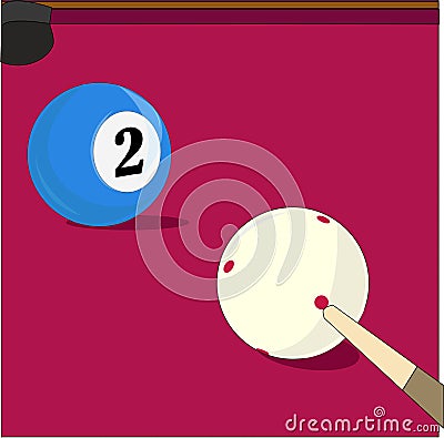 Ball Number 2 Billiards Will Be Shot Into The Hole And Score I Vector ...