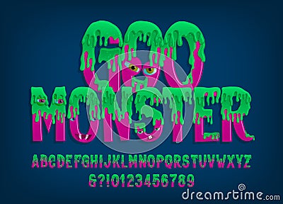 Goo Alphabet Font. Funny Cartoon Letters And Numbers. Vector ...