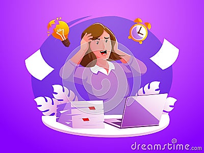 Stressed And Angry Tired And Distraught Woman Clutching His Head ...