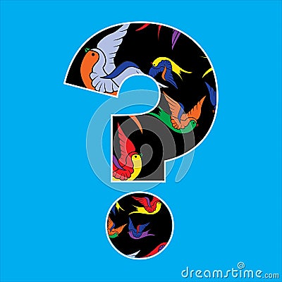 Vector Illustration Large Artistic Question Mark Isolated On Blue ...
