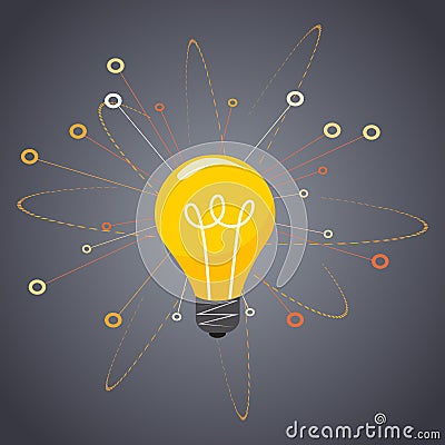 Light Bulb With Electron Orbit And Atoms Circling The Bulb Vector ...