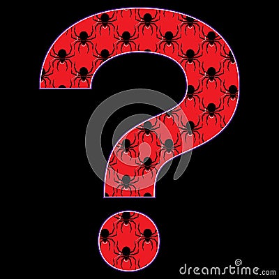 Vector Illustration Large Artistic Question Mark With Black Widow ...
