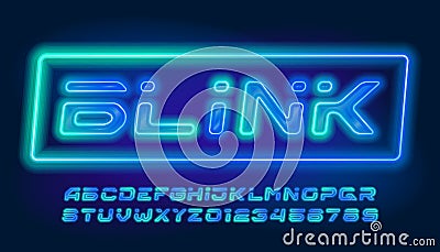 Blink Alphabet Font. Futuristic Neon Letters And Numbers. Cartoon ...