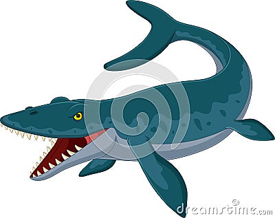 Cartoon Mosasaurus On White Background Vector Illustration ...