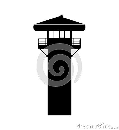 Prison Tower Silhouette, Watchtower Jail Checkpoint Overlook Vector ...