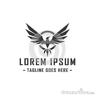 Flying Raven Logo, Majestic Bird Wings Vector Illustration ...