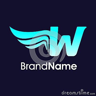 Modern Initial W Wing Logo Cartoon Vector | CartoonDealer.com #272761777