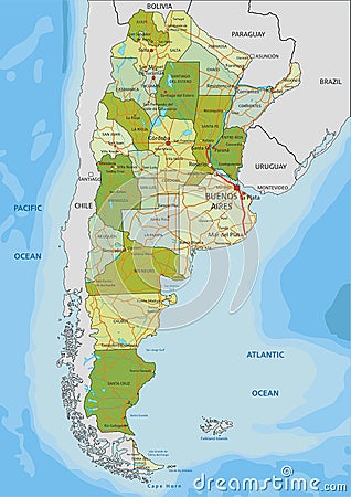 Detailed Editable Political Map With Separated Layers. Argentina ...