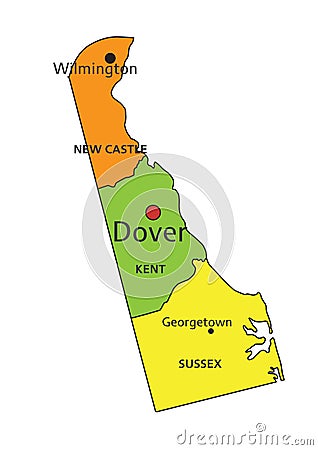Colorful Delaware Political Map With Clearly Labeled, Separated Layers ...