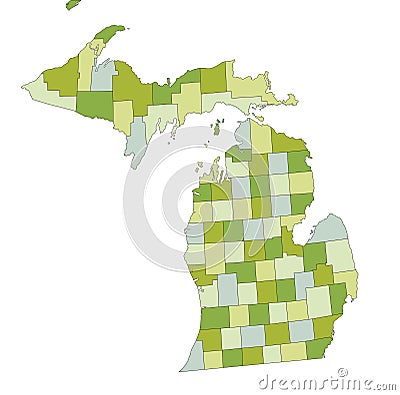 Detailed Editable Political Map With Separated Layers. Michigan. Vector ...