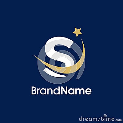 Initial S Swooshing Star Logo Cartoon Vector | CartoonDealer.com #278031149