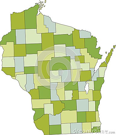 Detailed Editable Political Map With Separated Layers. Wisconsin ...