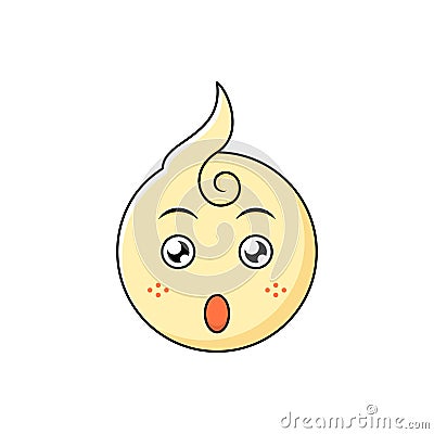 Cute Baby Emoticon Impressed Expression Vector Illustration ...