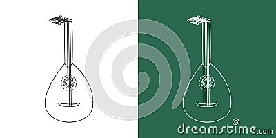 Lute Line Drawing Cartoon Style. String Instrument Lute Clipart Drawing ...