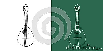 Mandolin Line Drawing Cartoon Style. String Instrument Mandolin Clipart ...