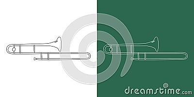Trombone Line Drawing Cartoon Style. Brass Instrument Trombone Clipart ...