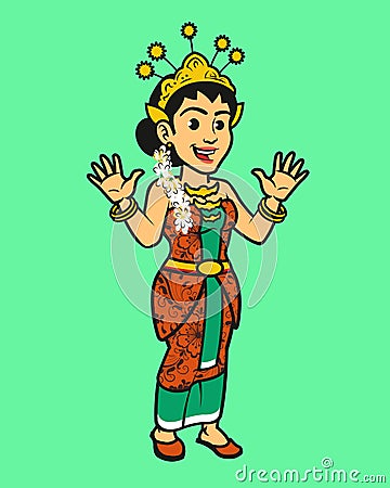 Indonesian Native Mid Java Tribe Man And Woman In Traditional Costume ...