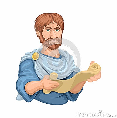 Aristotle Ancient Greek Philosopher And Polymath Character Cartoon ...