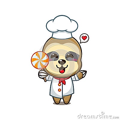 Chef Sloth Cartoon Vector Holding Candy. | CartoonDealer.com #290405444