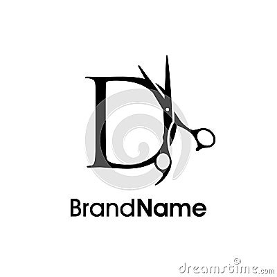 Modern And Luxury Initial D Scissors Logo Vector Illustration ...