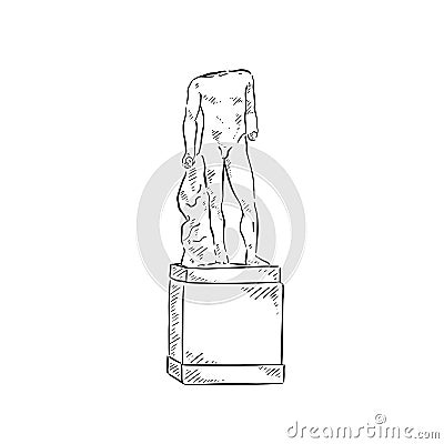 Ruin Of A Body Illustration On Plinth Cartoon Vector | CartoonDealer ...