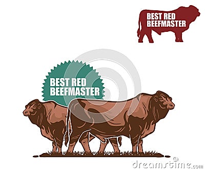 Red Beefmaster Cow Standing Logo Cartoon Vector | CartoonDealer.com ...