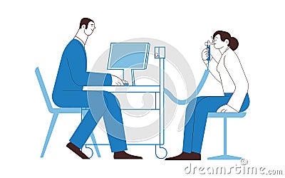 Spirometry. Pulmonary Function Test. Medical Specialist With Female ...