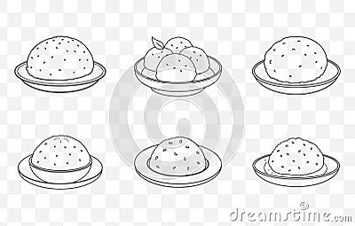 Print Idli Line Art Vector Set Traditional South Indian Steamed Rice ...