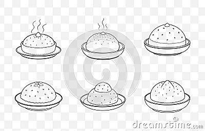 Print Idli Line Art Vector Set Traditional South Indian Steamed Rice ...