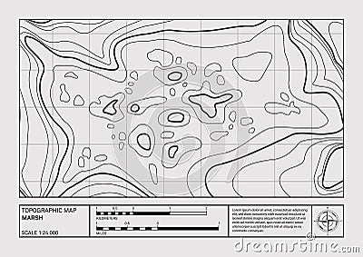 Geographical Marsh Landscape Relief Contour Map, Topographic Posters ...