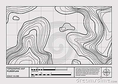Geographical Floodplain Landscape Relief Contour Map, Topographic ...