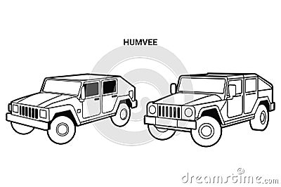 Vector Illustration Of Isolated Humvee Outline On White Background ...