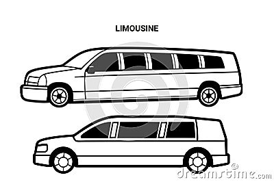 Vector Illustration Of Isolated Limousine Outline On White Background ...