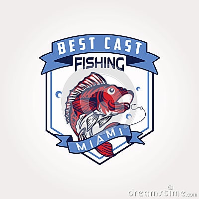 Hand Drawn Redfish Emblem Logo Design In Vector Template ...