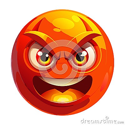 Realistic 3d Angry Emoji. Fiery Glowing Rage Emoji. Intense Furious ...