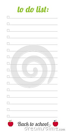 Printable To Do List. Back To School. Paper Sheet. Vector Illustration ...