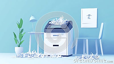 A Printer Overflowing With Shredded Paper Symbolizes Office ...