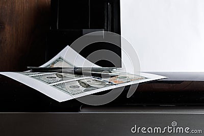 Printer And Printed US Dollars, Counterfeit Banknotes, Currency ...