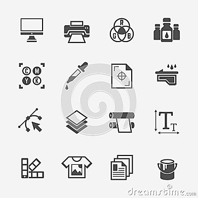 Printing Service Isolated Vector Black Icons | CartoonDealer.com #123141224