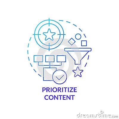Prioritize Content Blue Gradient Concept Icon Vector Illustration | CartoonDealer.com #254757144