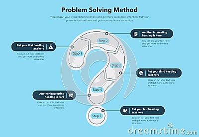 Problem Solving Process Template With Five Steps Cartoon Vector | CartoonDealer.com #254740153